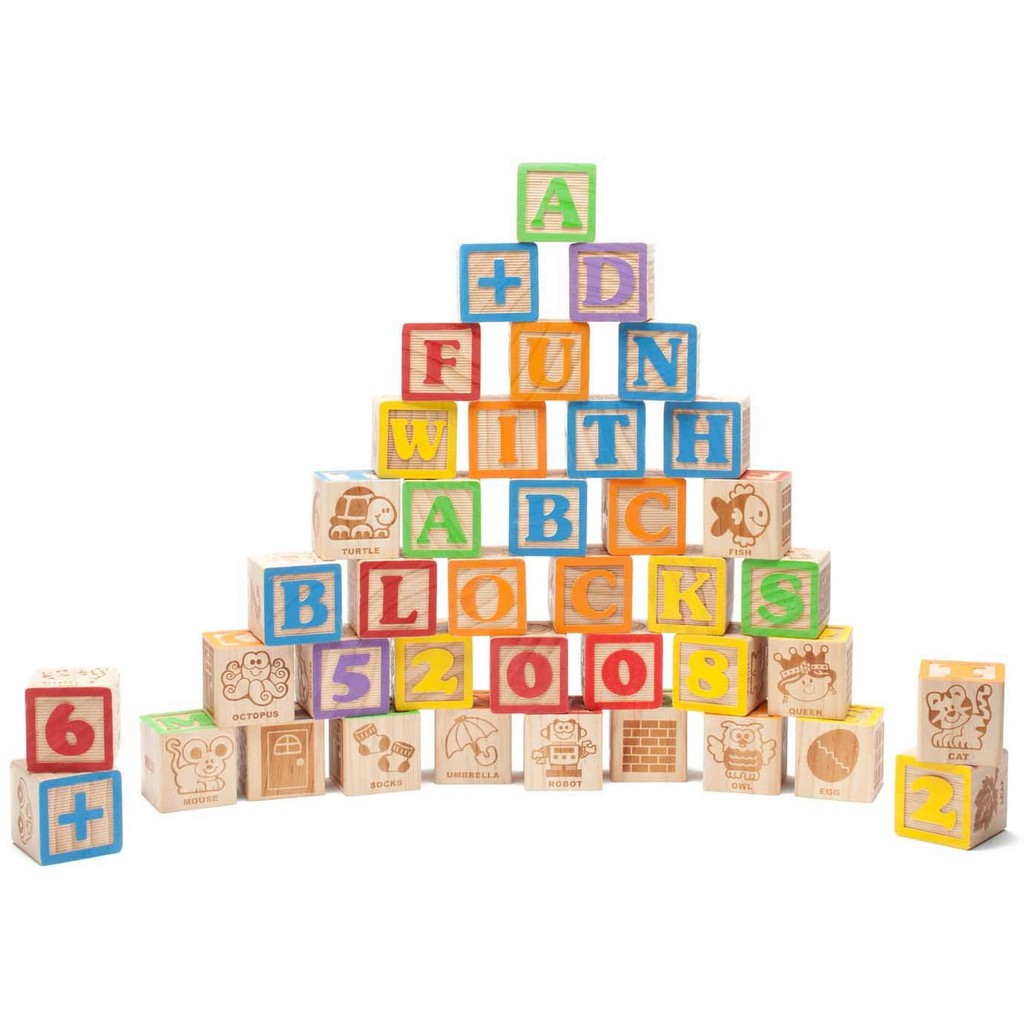 Complete Wooden 48 pieces ABC Alphabet Numbers Drawings Montessori Toy ...